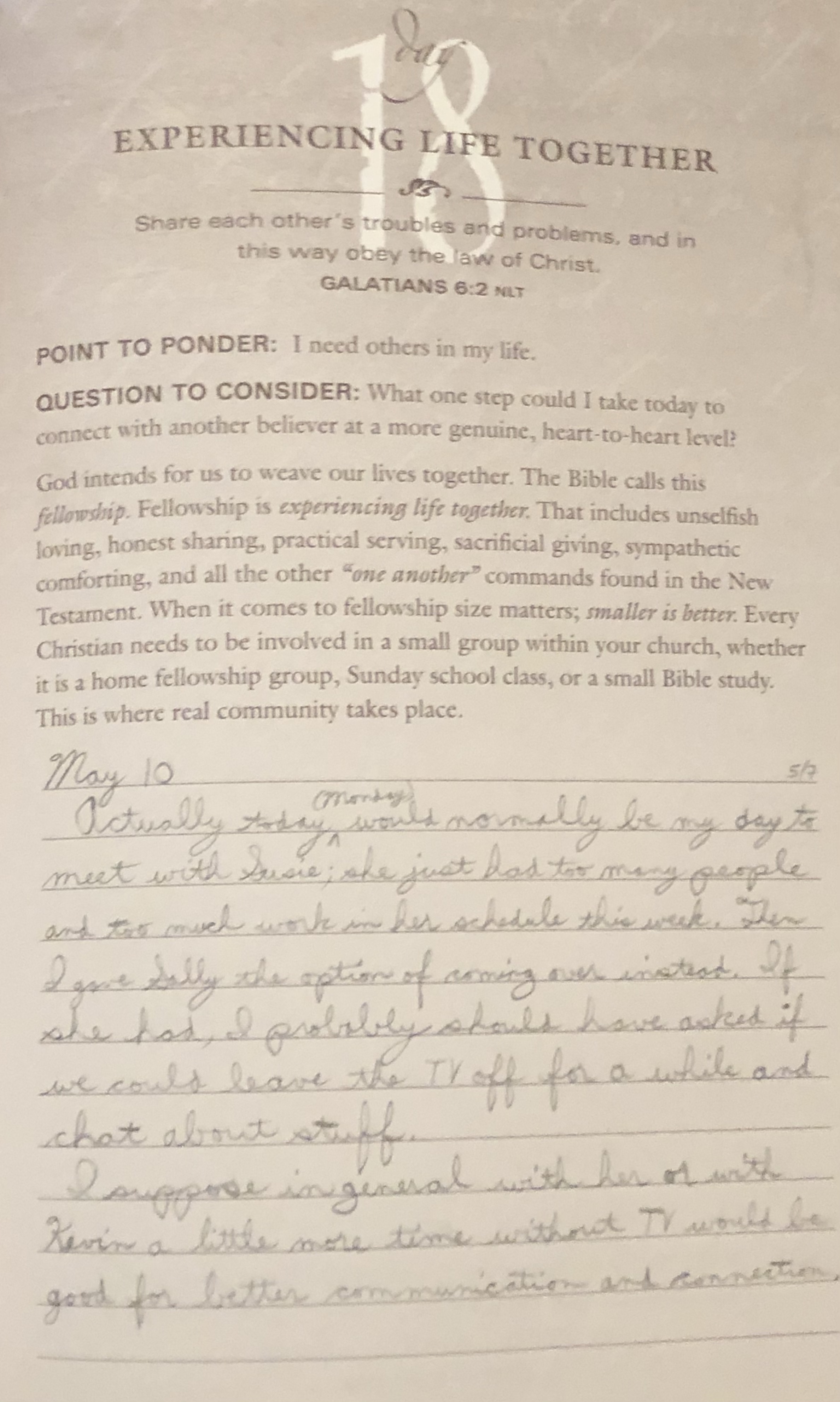 from Rachel: Experiencing Life Together – Letters to Rachel